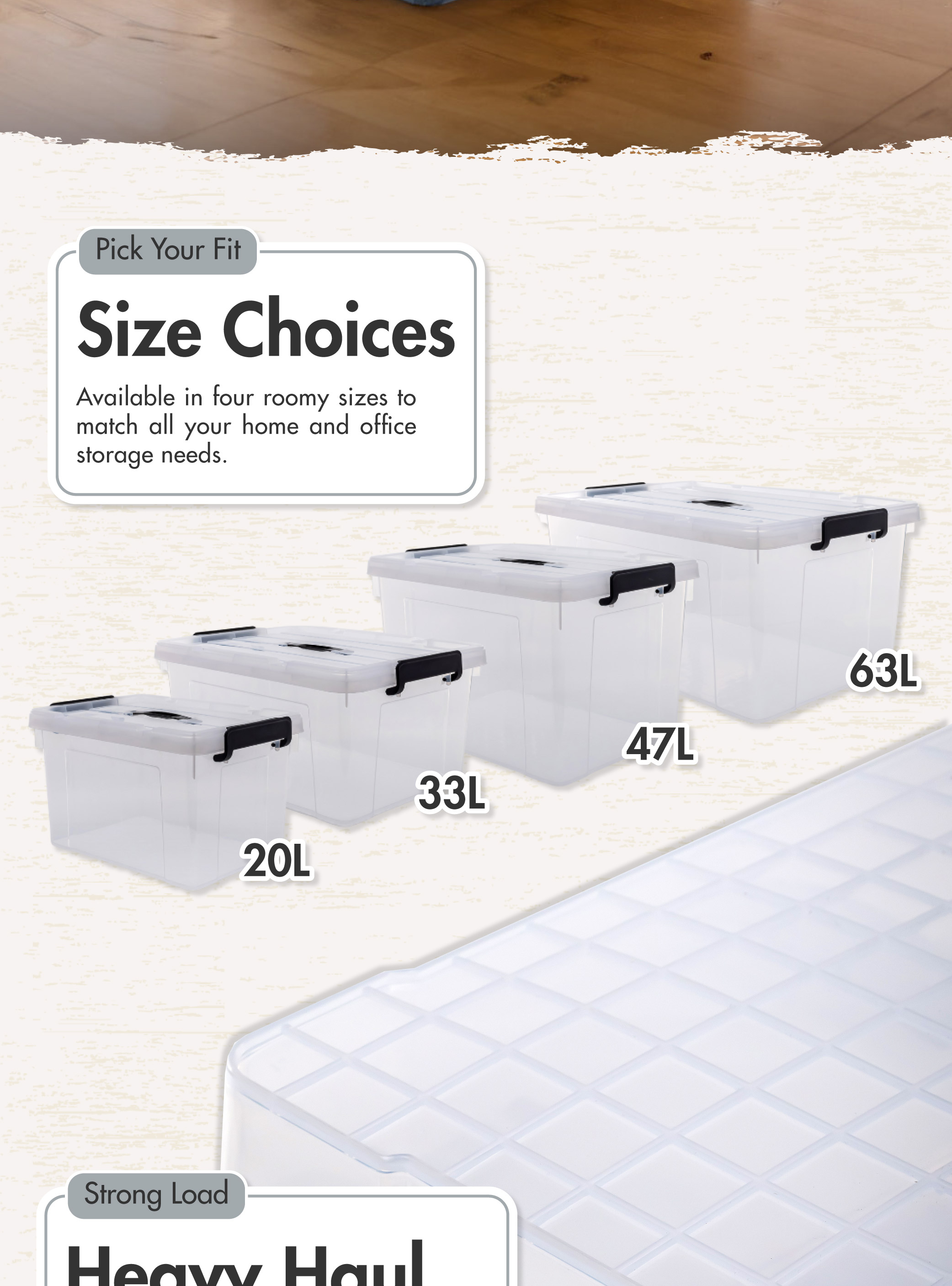 [HOUZE] 'HANDY' Handheld Storage Box 4 Sizes 20L | 33L| 47L | 63L ...