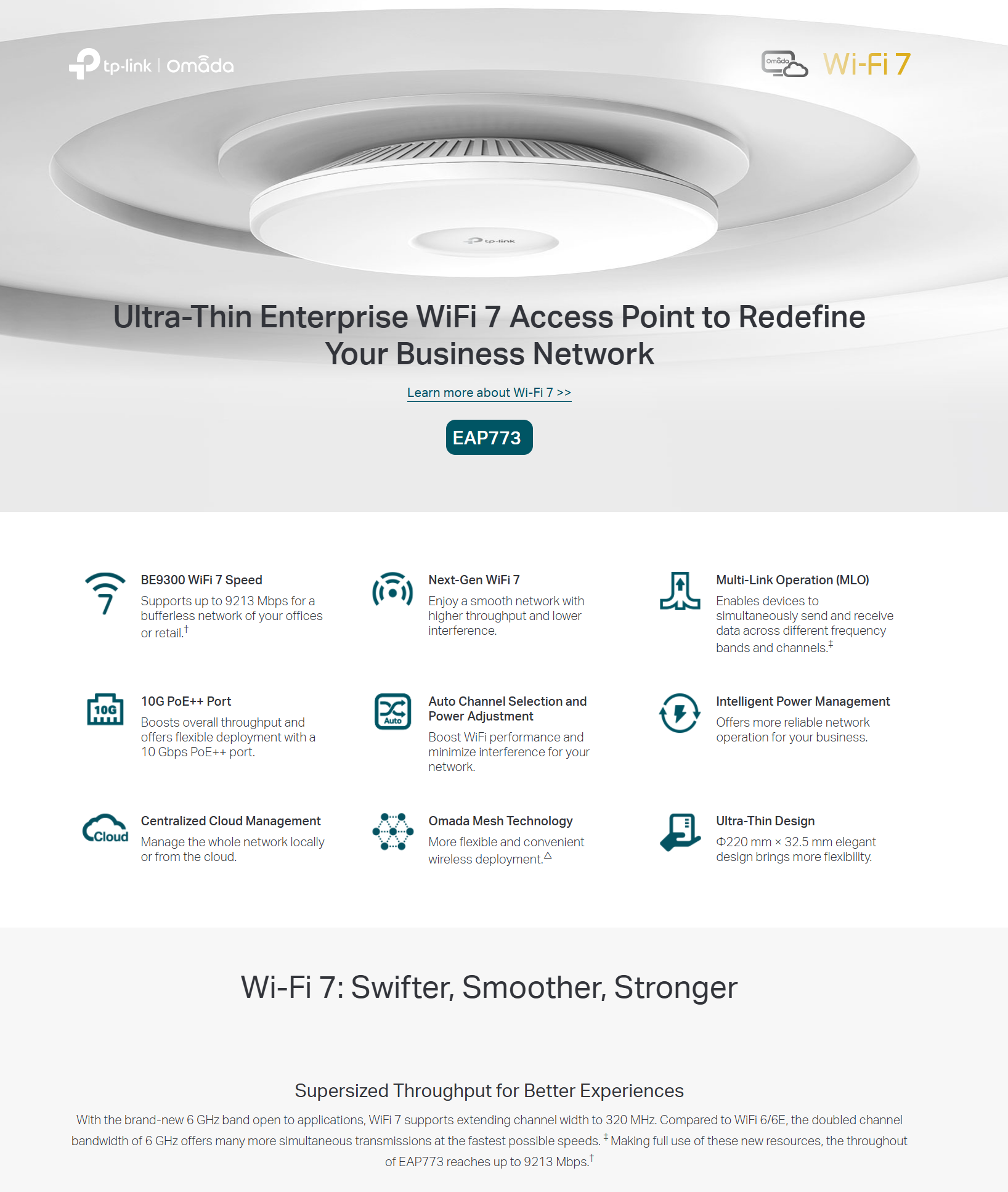 TP-LINK EAP773 WiFi 7 AP BE11000 Tri-Band Wi-Fi 7 Access Point with 10G ...