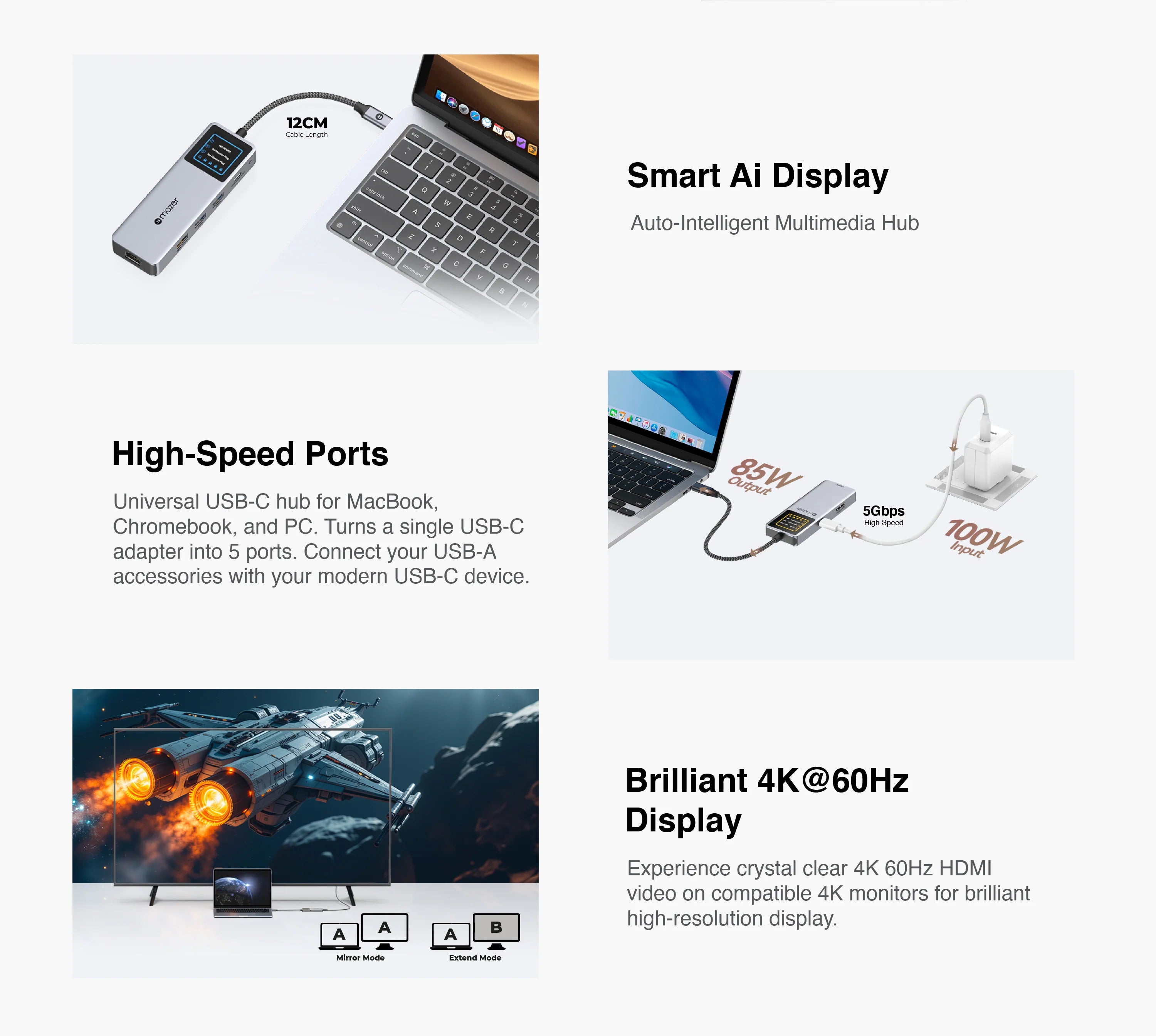 Mazer Infinite Hub Ai USB C Hub 5in1 with Smart Display | Shopee Singapore