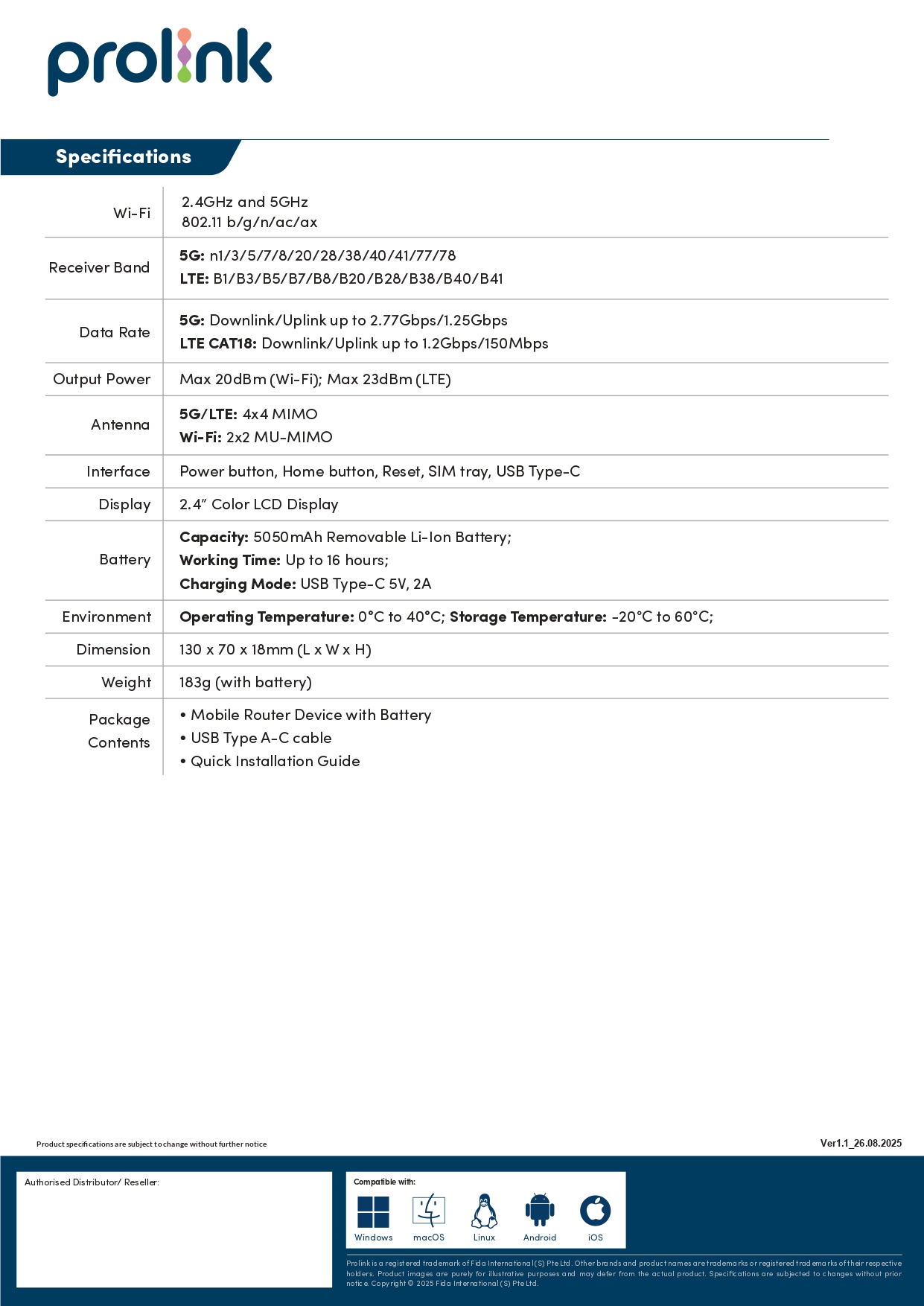 UPGRADED 2026! BEST 5G SPEED for Travel] Prolink DL-7211 5G Wi-Fi6 ...