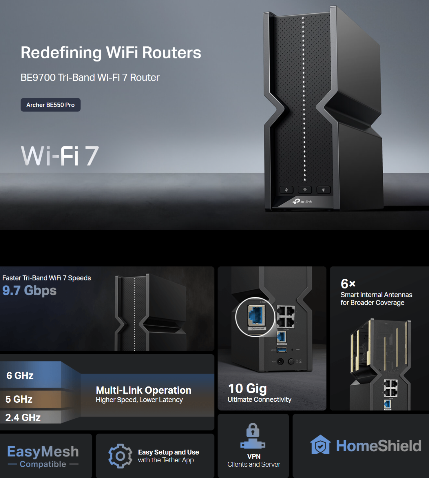 TP-Link Archer BE550 Pro BE9700 Tri-Band Wi-Fi 7 Router | Shopee Singapore