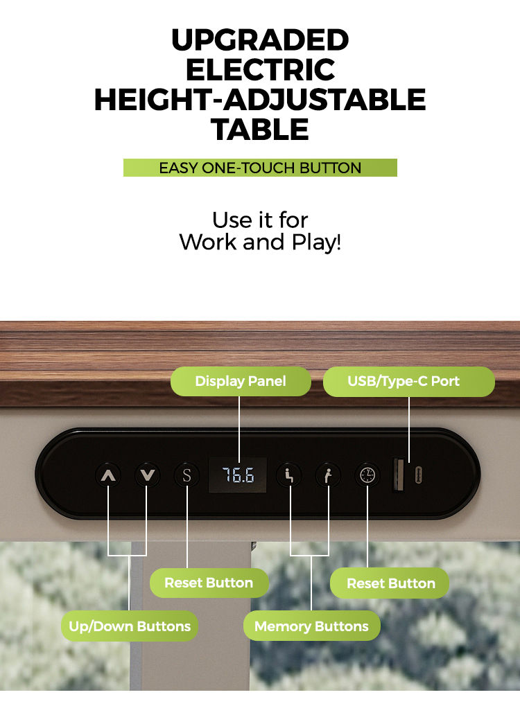 Smart Ergo Electric Memory Height Adjustable Computer Table with ...