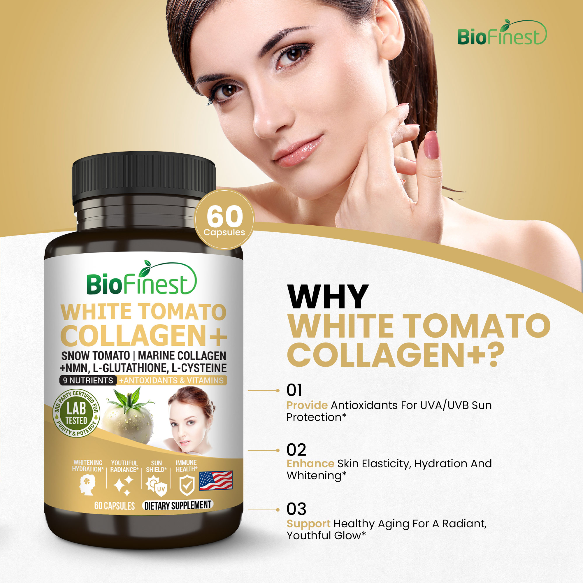 Biofinest White Tomato Collagen+ 16-in-1 Vitamin Marine Collagen NMN ...