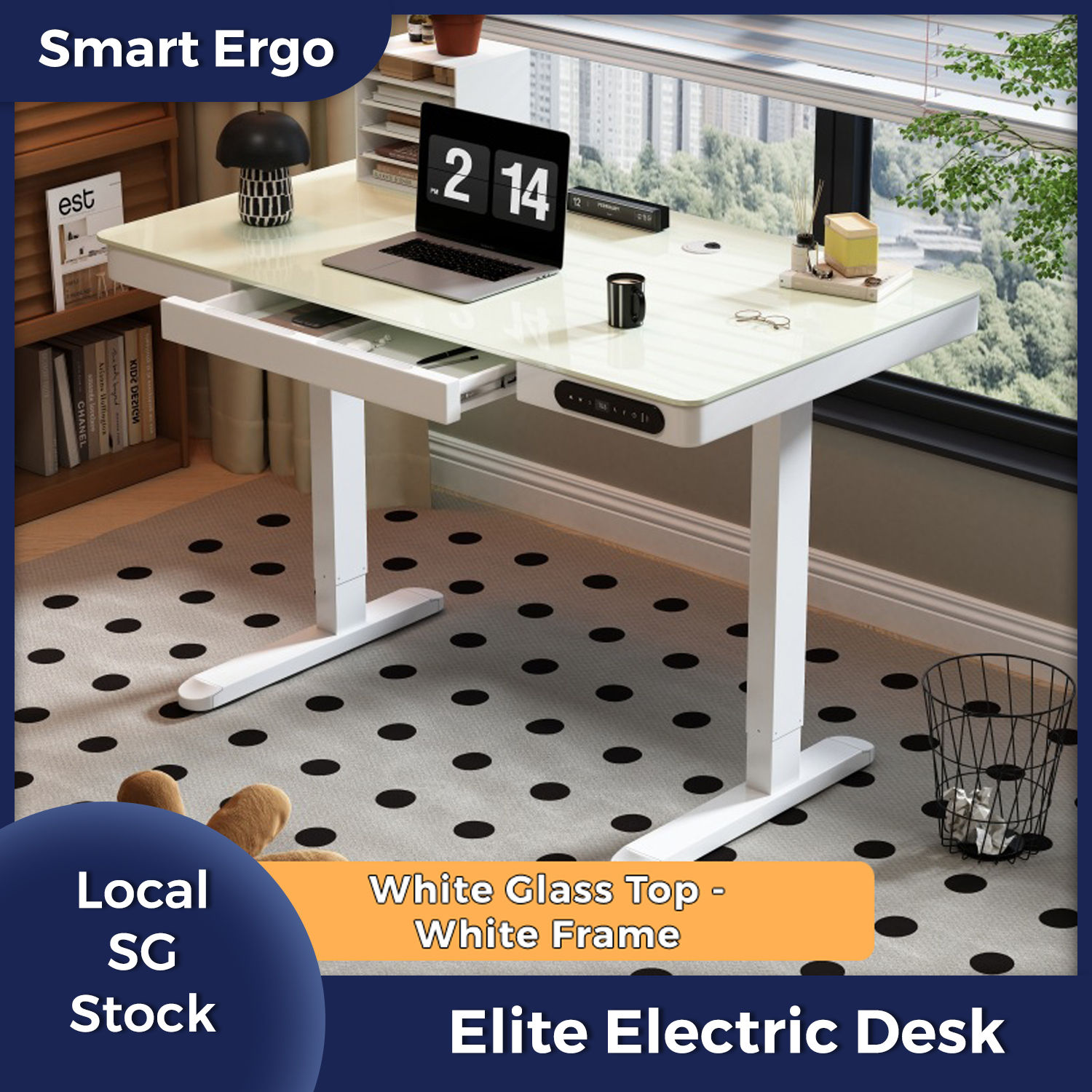 Smart Ergo Electric Memory Height Adjustable Computer Table with ...