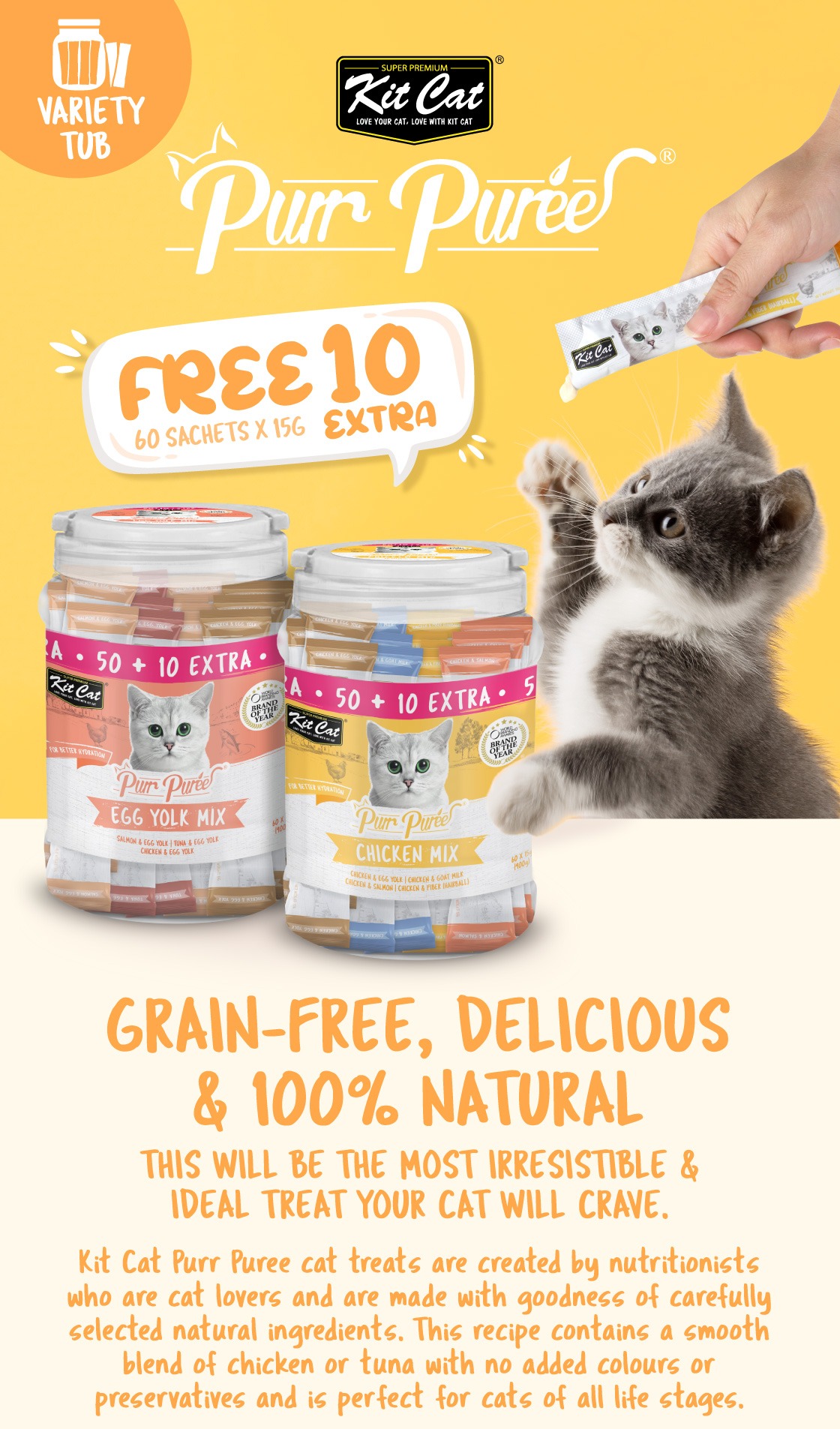Kit Cat Purr Puree Liquid Treats for Cats (15g x 60 Sticks) | Shopee ...