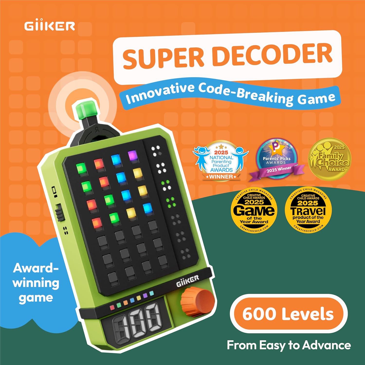 GiiKER Super Decoder, 600-Level Code-Breaking Puzzle Game for 1-2 ...