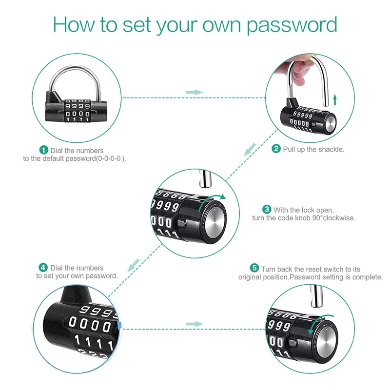 【SG】Padlock 4 Digit Number Combination Lock U-shaped Shackle Long Beam ...