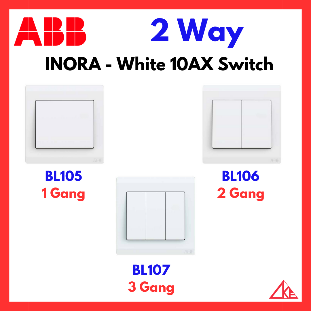 (SG Stock) ABB INORA White 10AX Light Switch【1 Gang/2 Gang/3 Gang/4 ...