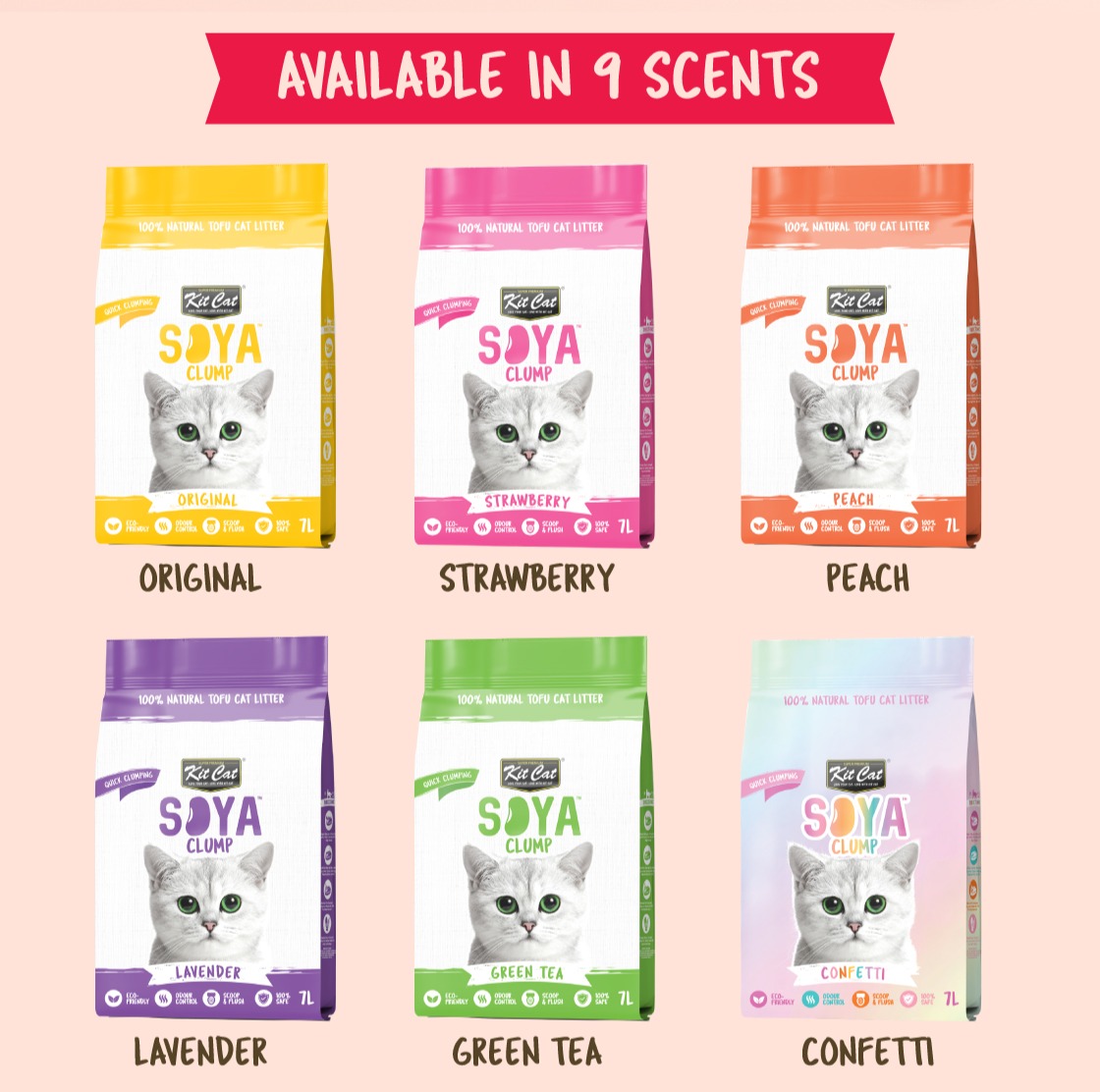 Kit Cat Soya Clump Cat Litter - Carton Deal (2.5kg x 6 packs) | 100% ...