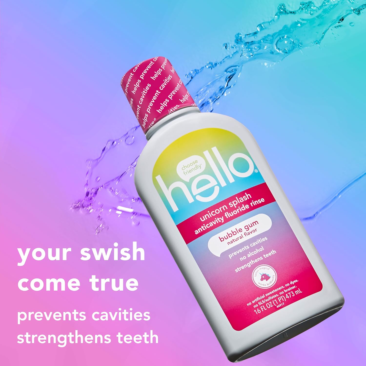 🌟💯% AUTHENTIC🌟 hello Mouthwash Unicorn Splash Fluoride Mouthwash 473ml ...