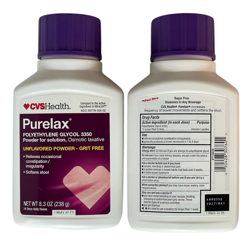 Purelax/Miralax Constipation Relief Powder 3350 | Gentle Osmotic ...