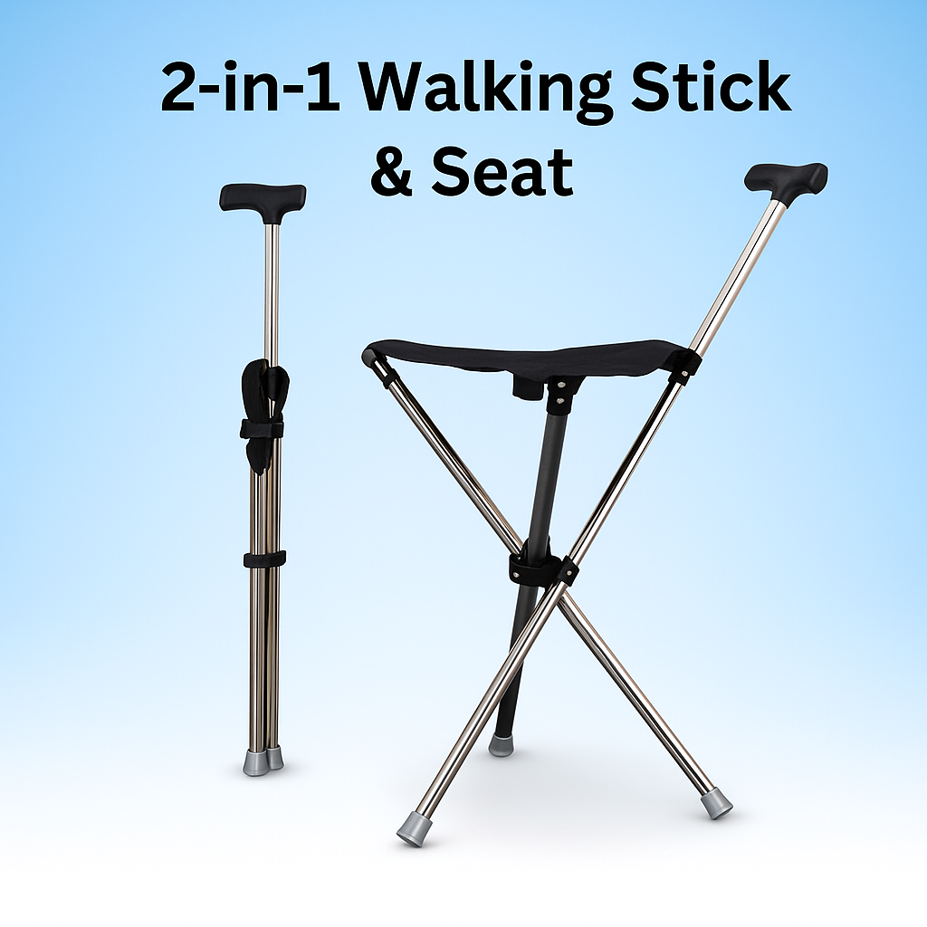 (DIYMONKEY) Elderly Foldable Walking Stick With Chair Walking Aids Cane ...