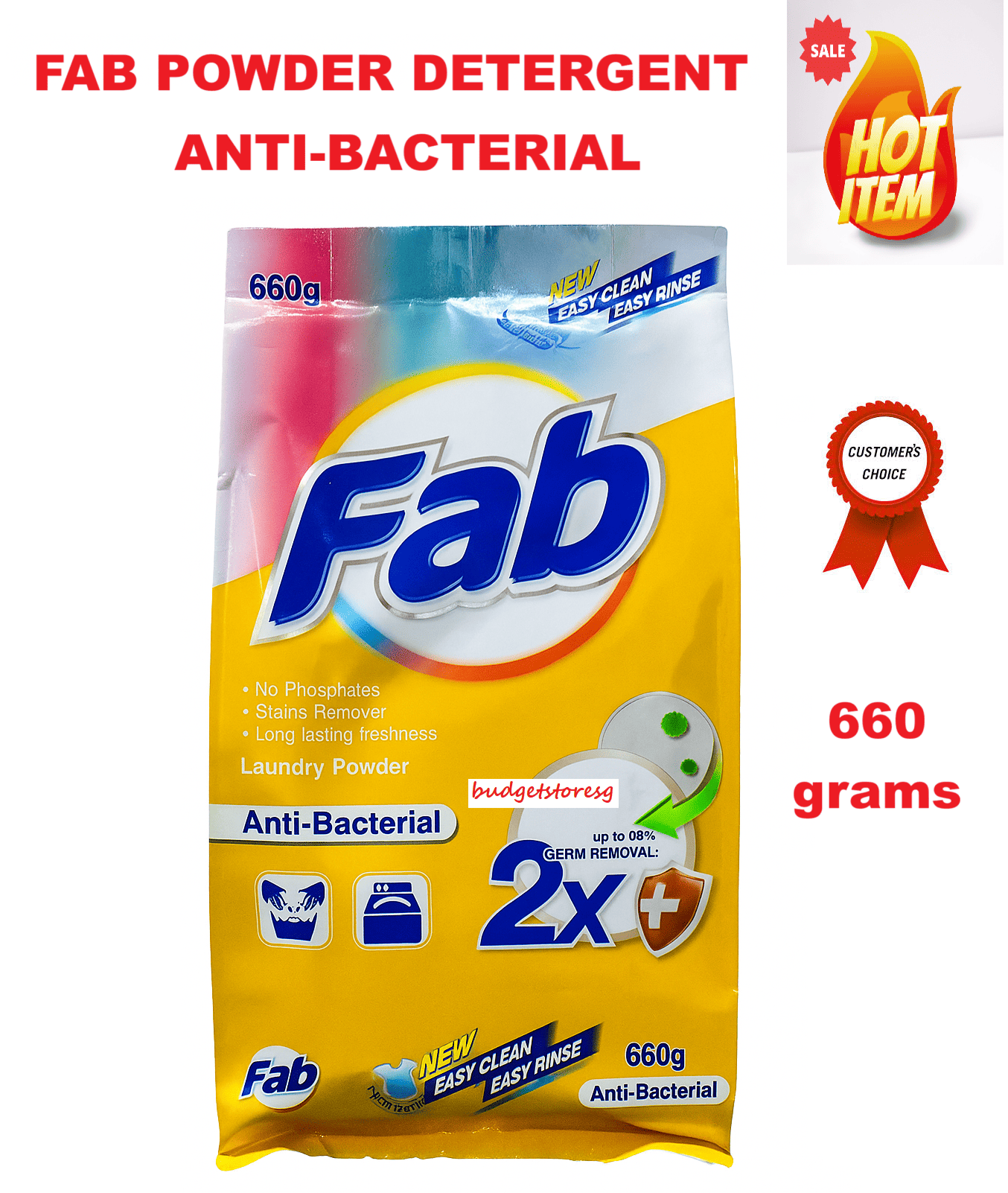 Fab Laundry Antibacterial Powder - 660 grams | Shopee Singapore