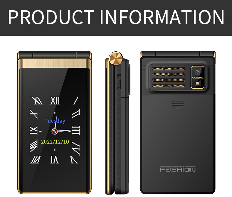 4G dual-screen flip phone with multiple languages for seniors and ...