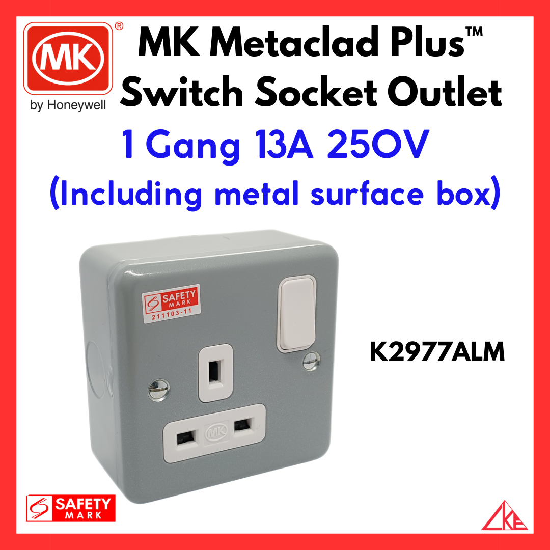 MK Metaclad Plus【1 Gang/2 Gang】Switch Socket Outlet 13A 250V【Including ...