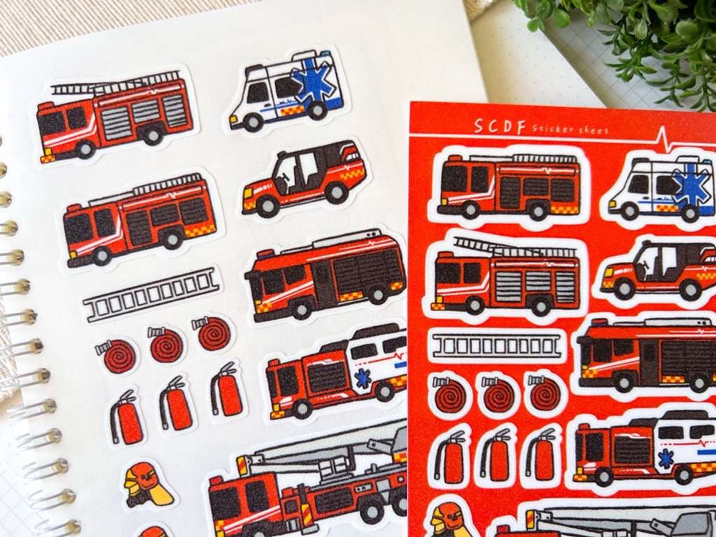 SCDF / Fire trucks / Ambulance / 消防车/ sticker sheet / cute / planner ...