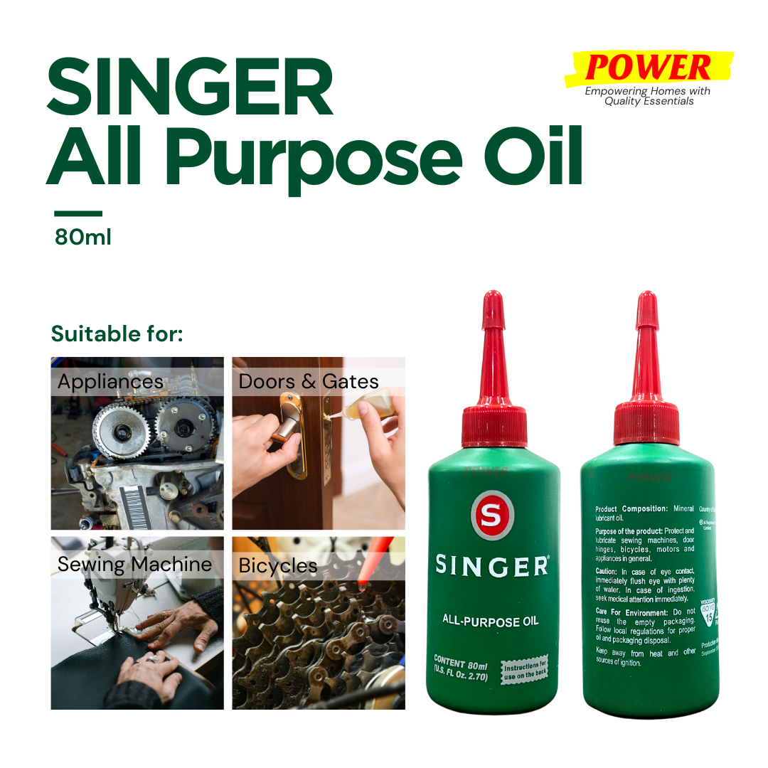 SINGER All Purpose Oil 80ml Multipurpose Lubricant Oil Sewing Machine ...