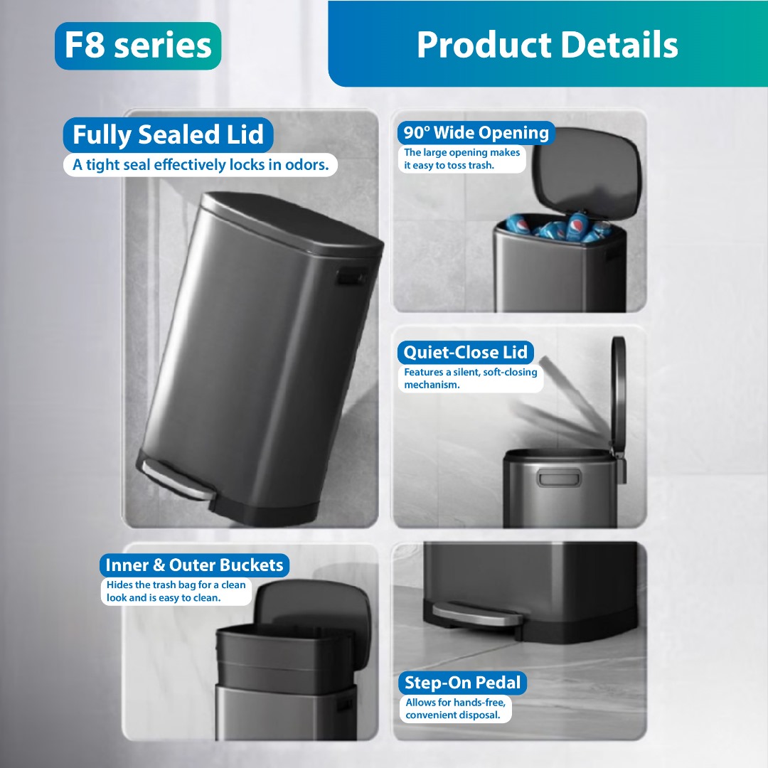 [SG STOCK] Stainless Steel Pedal Dustbin | Soft Close Lid Trash Bin ...