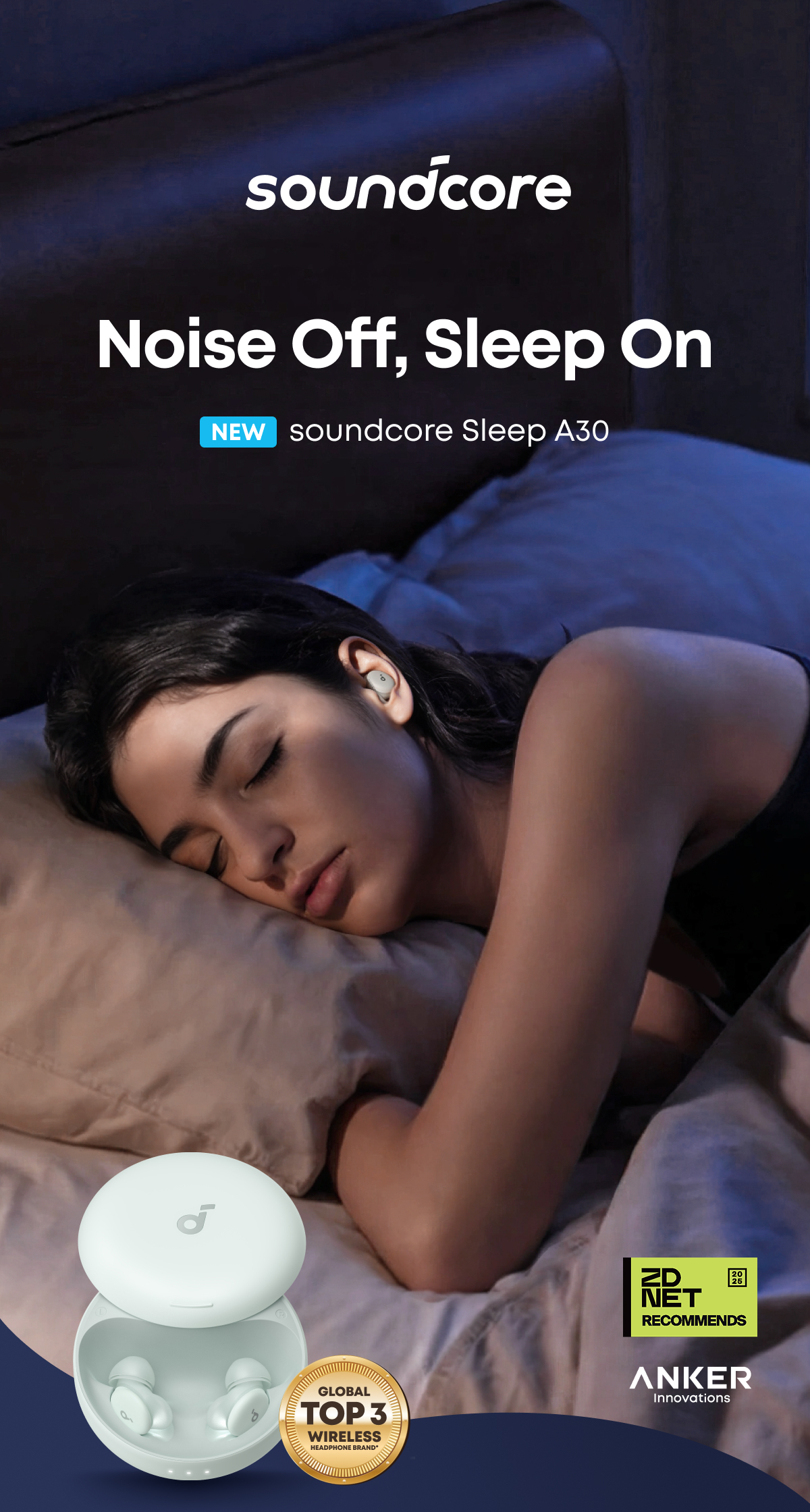 soundcore Sleep A30 by Anker Sleep Earbuds, Smart ANC Sleep Headphones ...