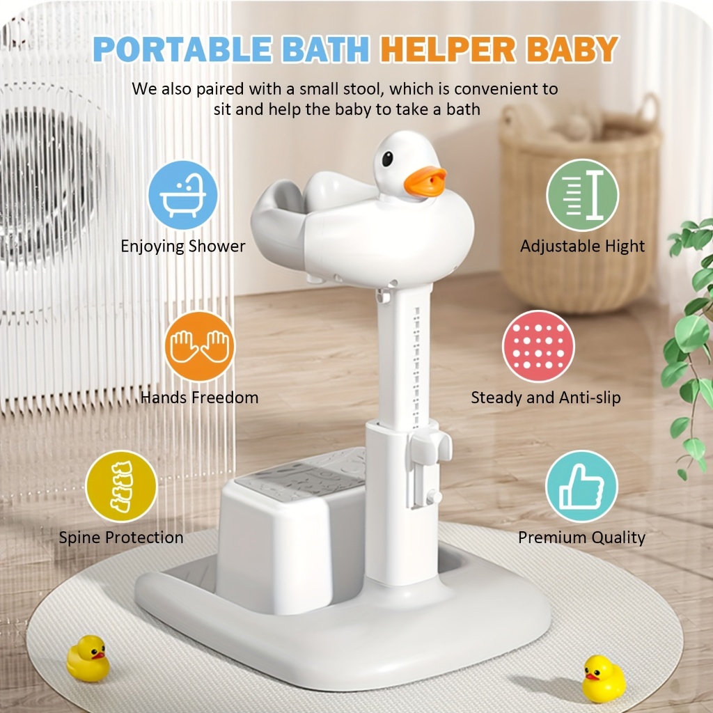 MEIJU Adjustable Baby Standing Bath Support Infant Standing Shower Rack ...