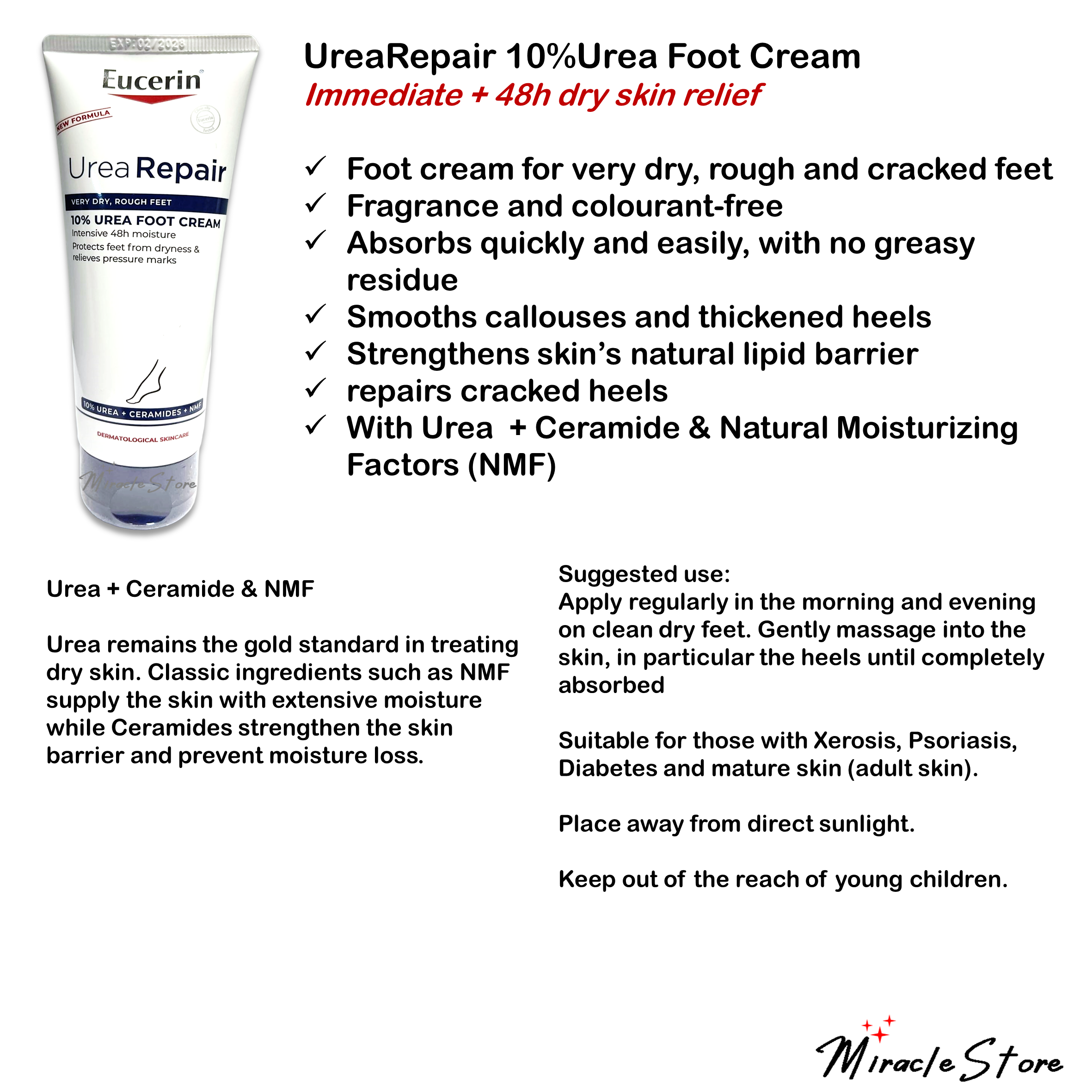 Eucerin Urea Repair Plus 10% Urea Foot Cream Foam very dry rough skin ...