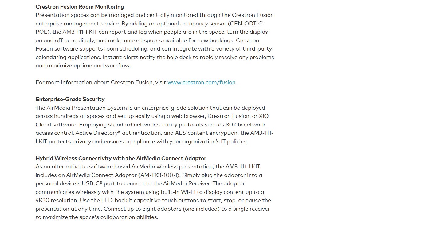 Crestron AM3-111-I-KIT AirMedia® Series 3 Kit with AM-3100-WF Receiver ...