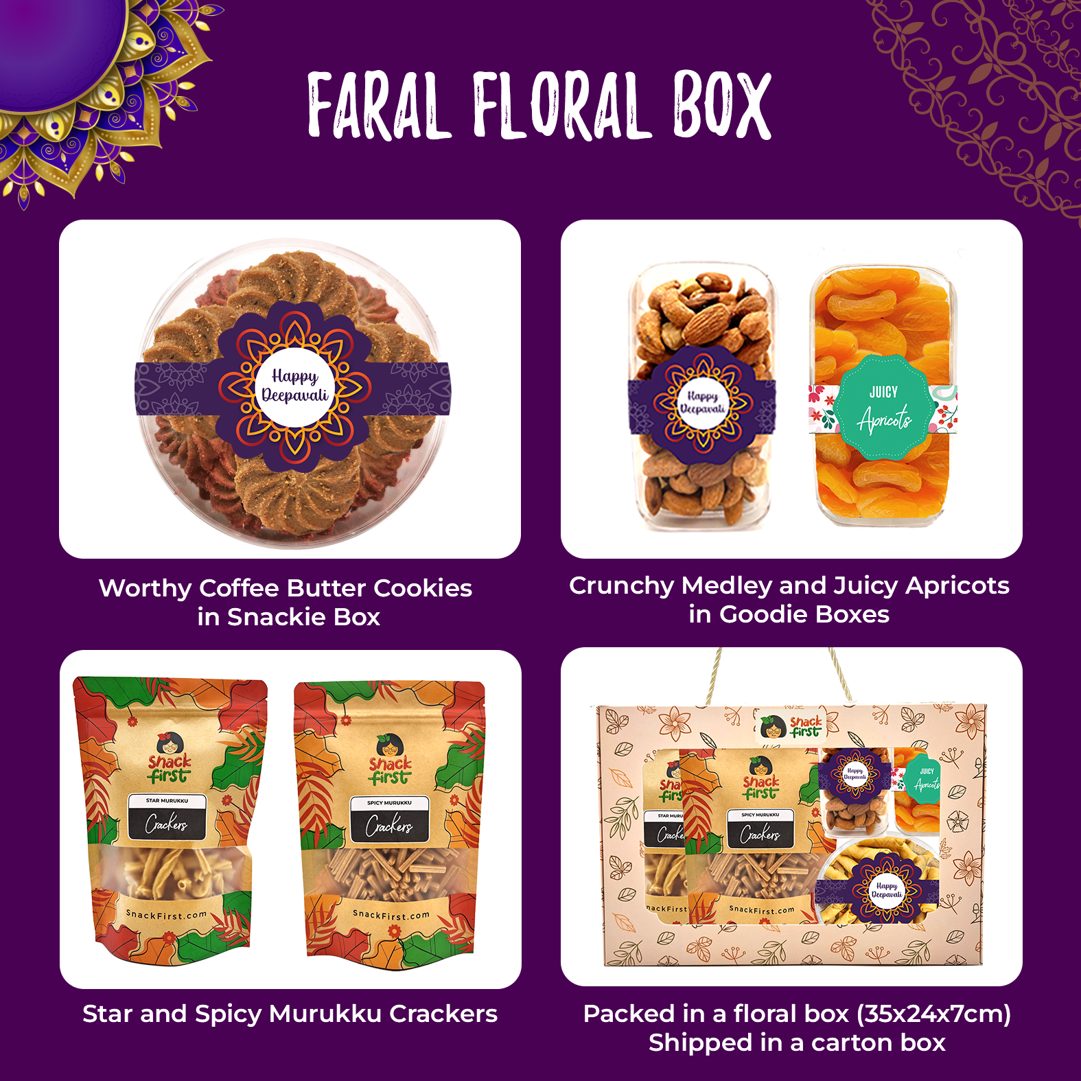 SnackFirst Deepavali Snack Murukku Gift Box (Diwali 2025 Muruku Crackers Nuts) | Shopee Singapore