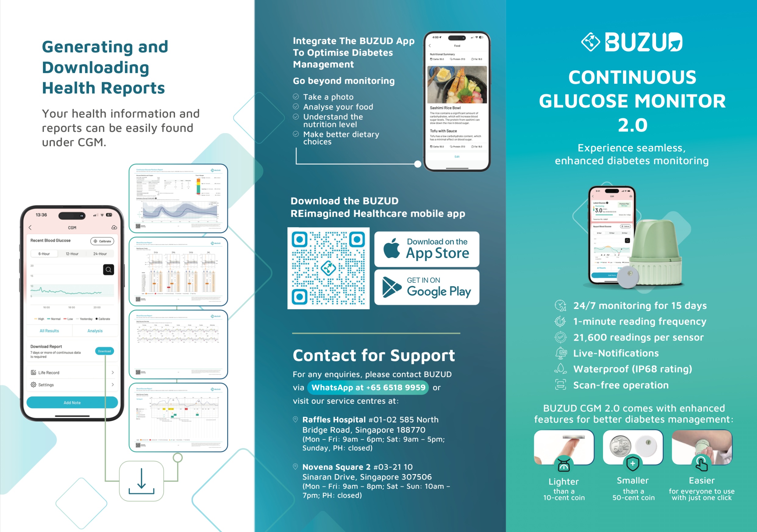 BUZUD Blood Sugar Monitor Continuous Glucose Monitoring System 2.0 CGM ...