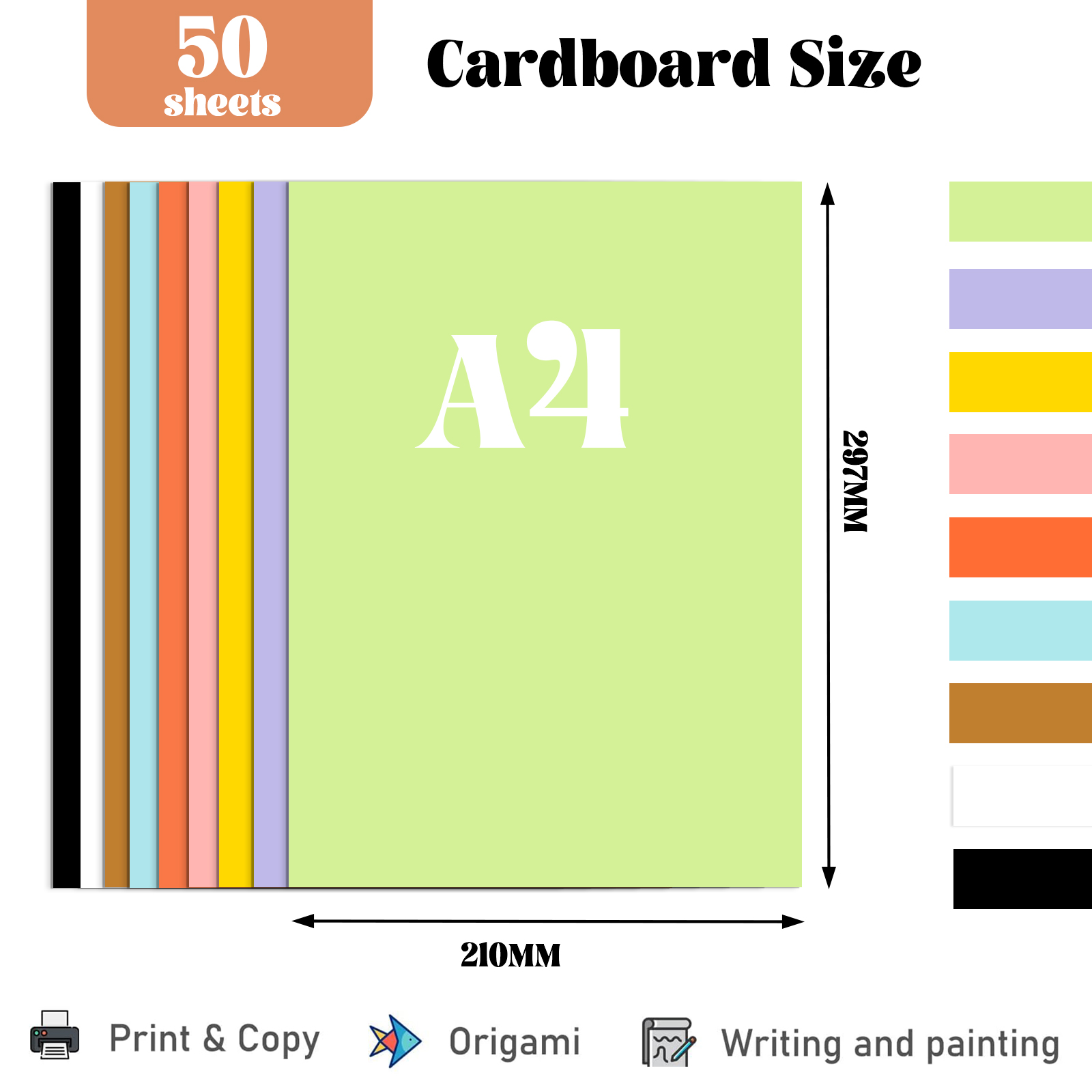 WORKWELL 50PCS A4 Thick Hard Cardboard｜250gsm DIY Handmade Card Paper ...