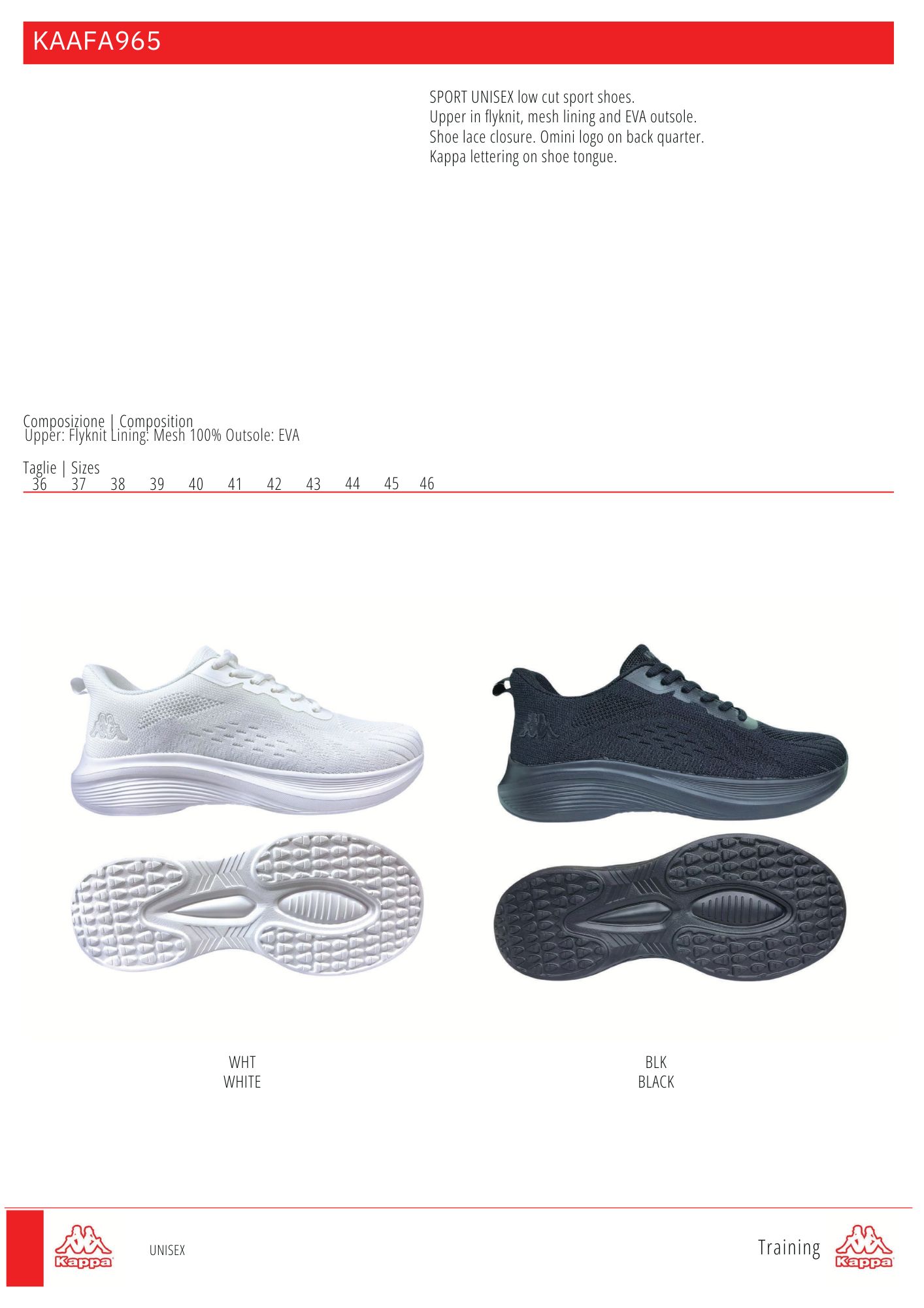 [Kappa] Unisex Black/White Low-Cut Sport Shoes (School Shoes ...