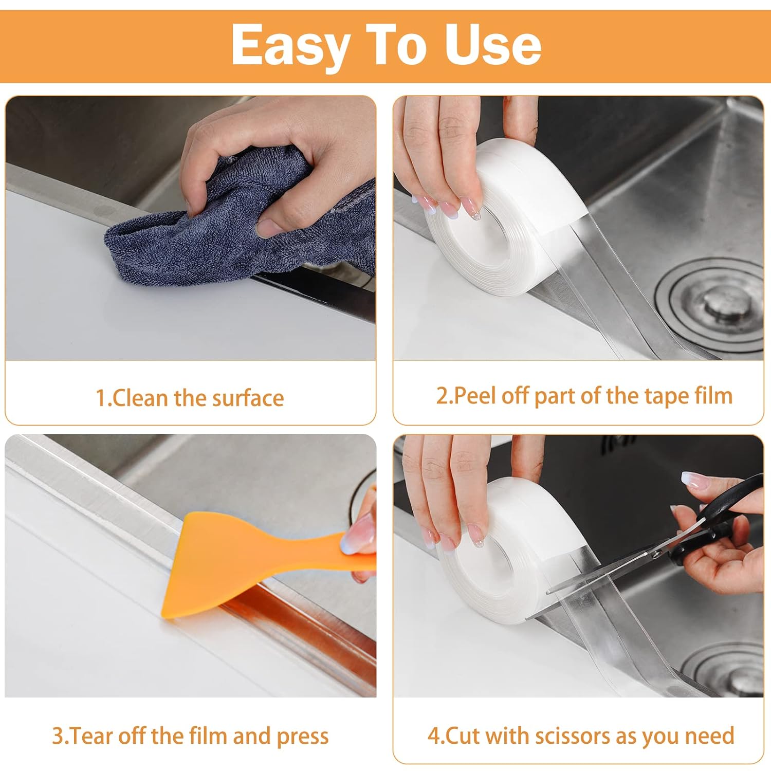 【SG】Kitchen Sink Tape Waterproof Corner Seal Tape 3.2m PVC Caulk Strip ...