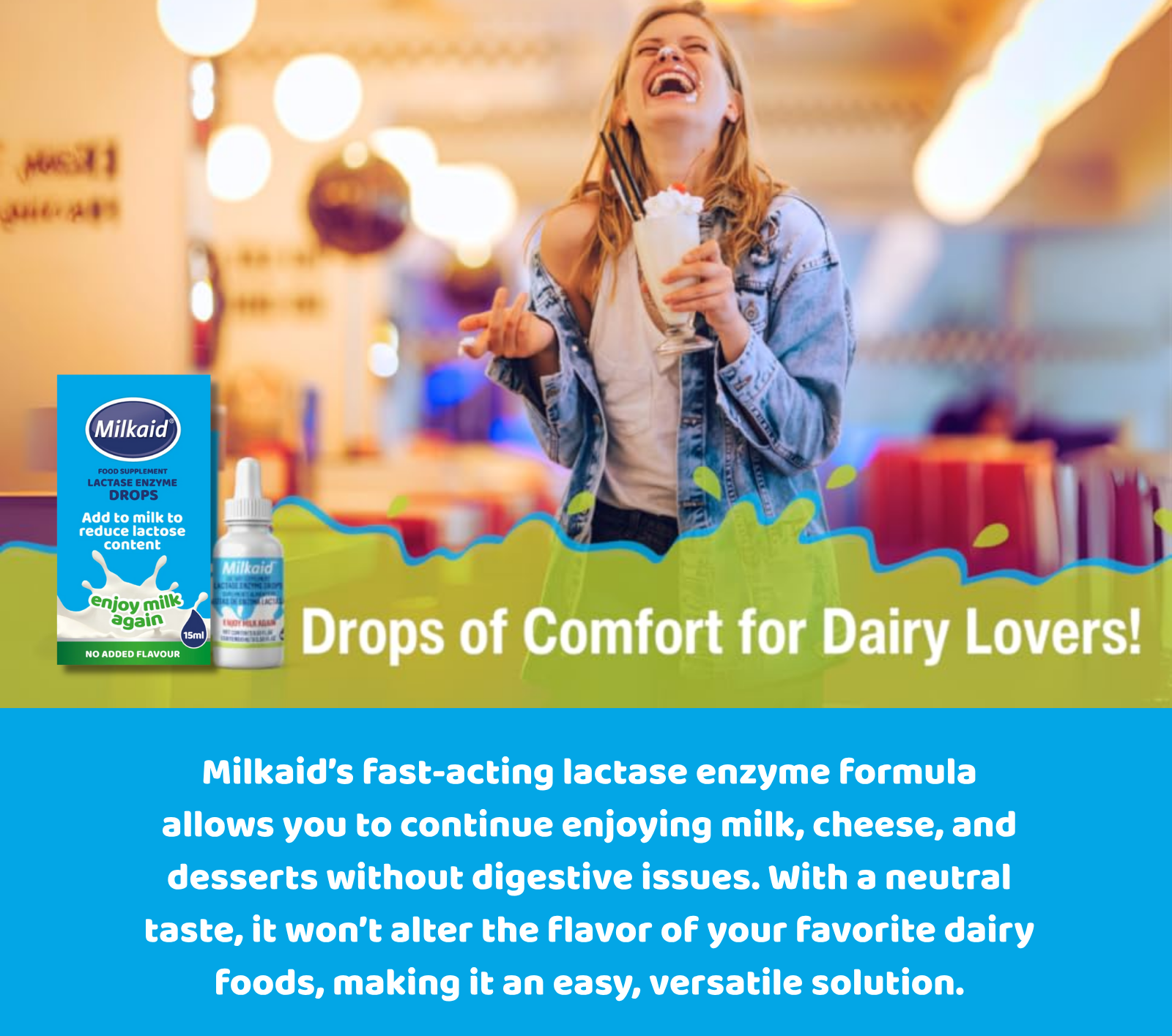 Milkaid Lactase Enzyme Drops 15ml – Make Your Own Lactose Free Milk ...
