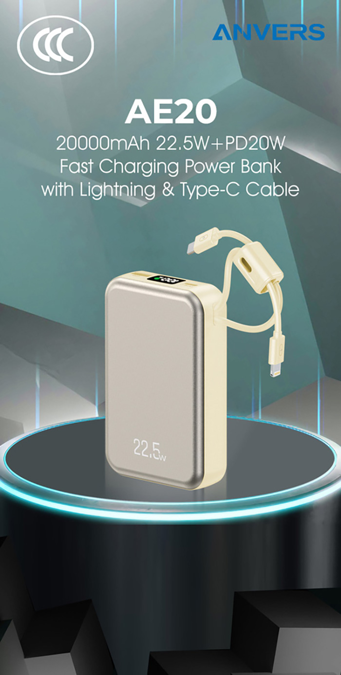 [CCC Certified]Anvers Power Bank 20000mAh PD20W+22.5W Fast Charging ...