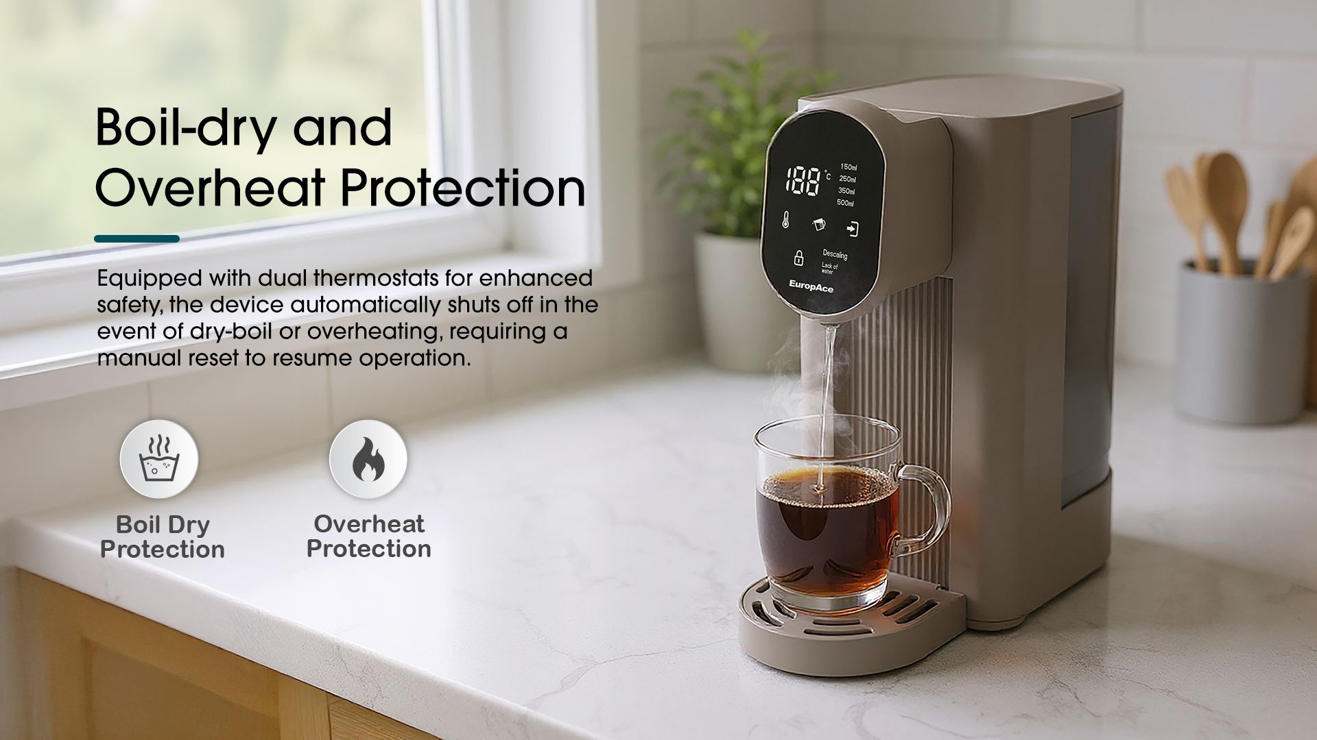 EuropAce SteamO Hot Water Dispenser | EWP3250E | Boils in 5 seconds ...