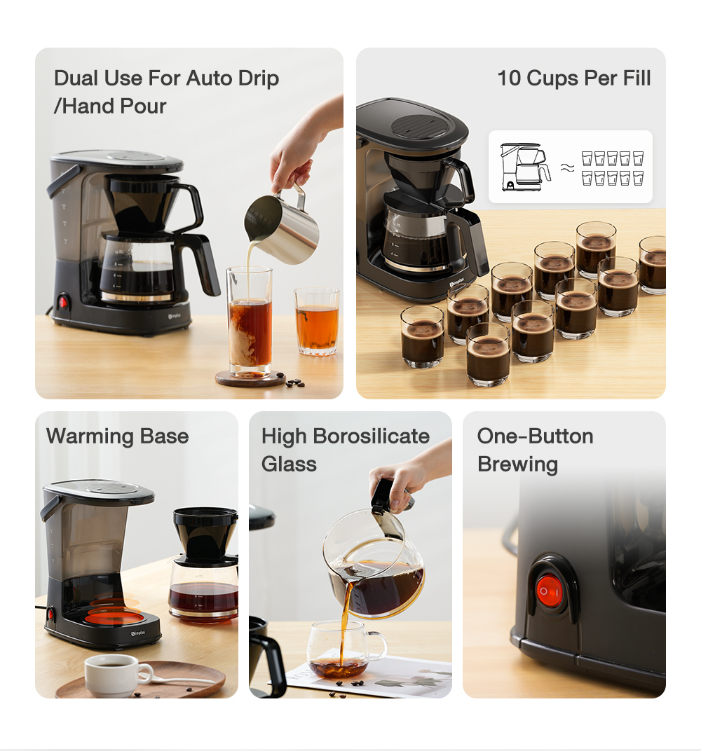 Simplus Coffee Maker丨1.25L Capacity丨 Auto Drip / Pour Over Coffee丨Borosilicate Glass丨Brewing ...