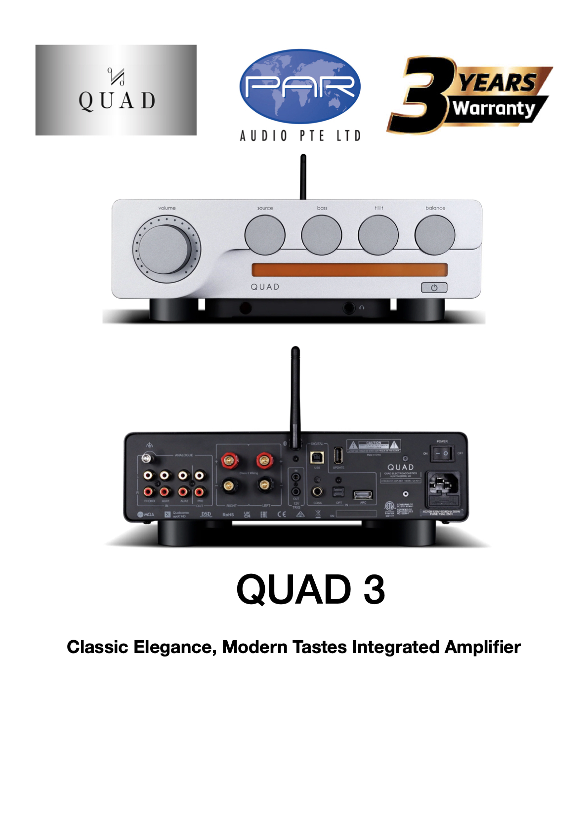 QUAD 3, INTEGRATED AMPLIFIER, 3 YEARS WARRANTY, AUDIOPHILES, HIGHLY ...