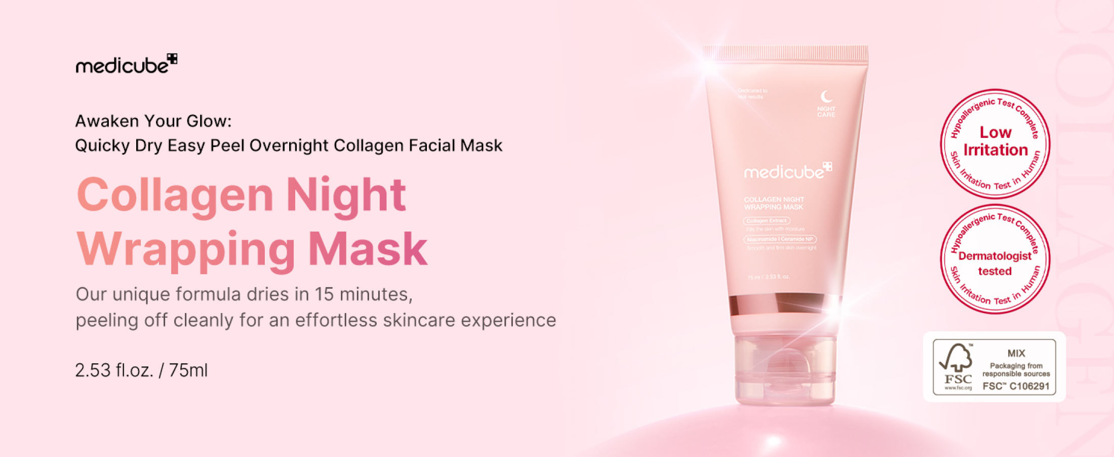 Medicube Collagen Night Wrapping Mask 75ml - Collagen | Kojic Acid ...