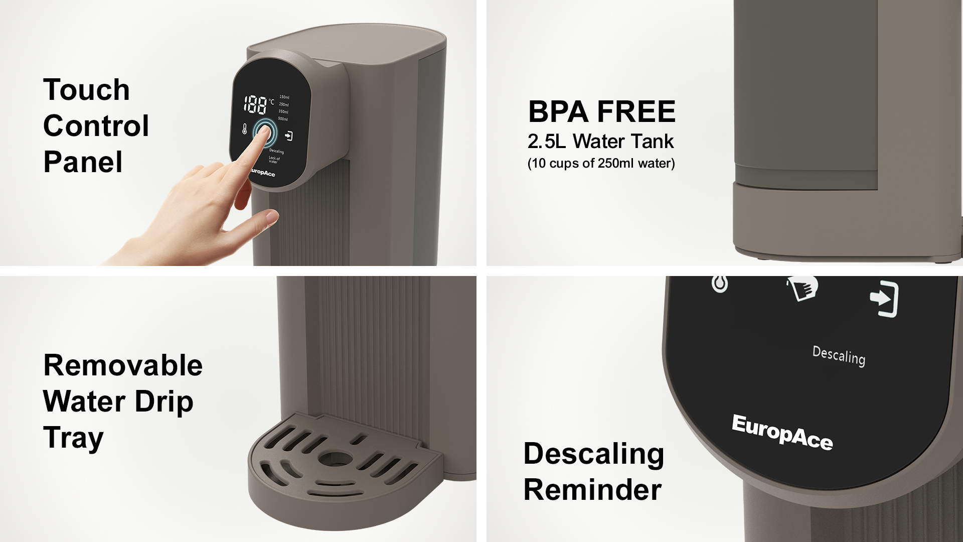 EuropAce SteamO Hot Water Dispenser | EWP3250E | Boils in 5 seconds ...