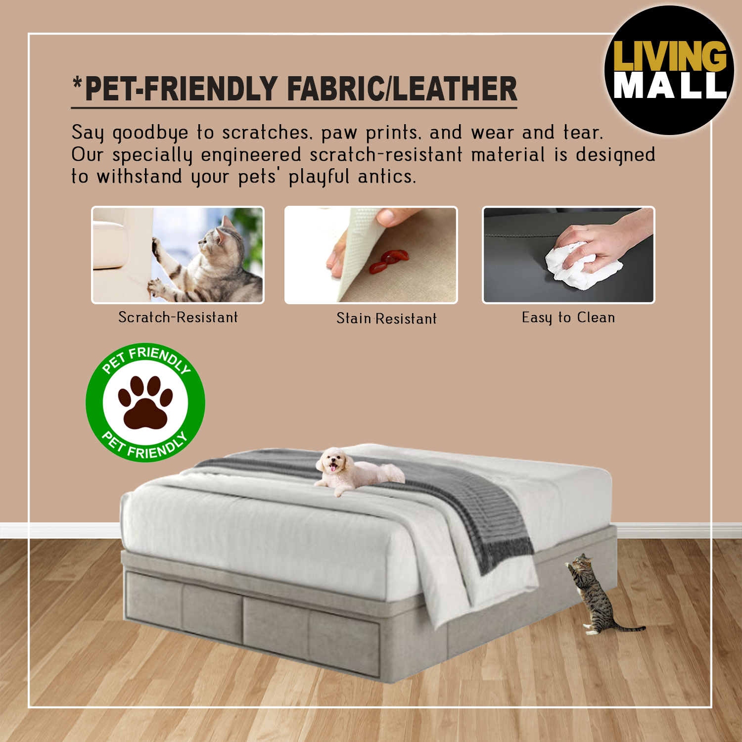 Living Mall Lewyn Storage Bed Frame with Drawers - PetFriendly Scratch ...