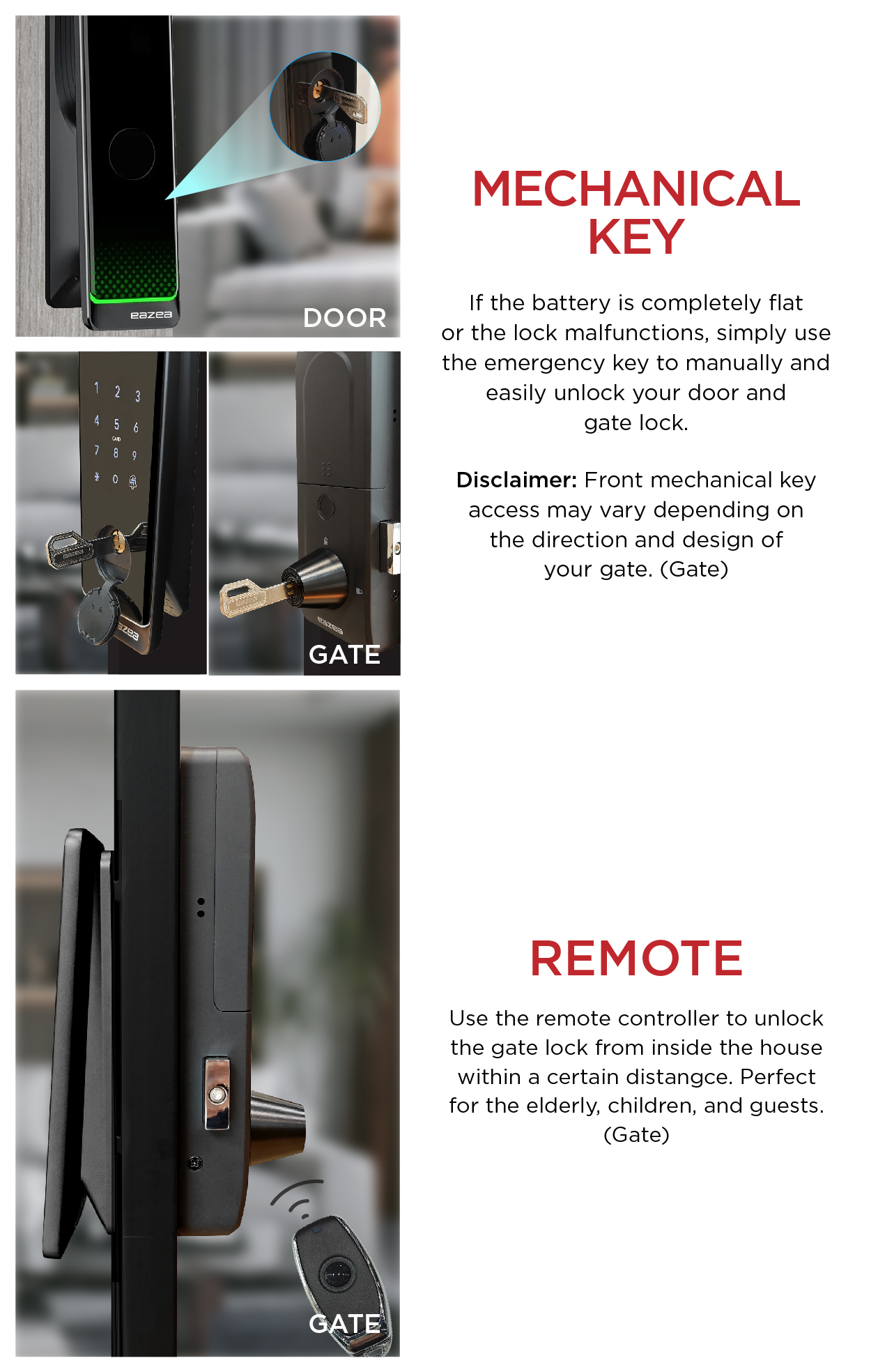 EAZEA AXIS Smart Door & AXIS-G Pro Gate Lock Set | 10 In 1 | Face ...