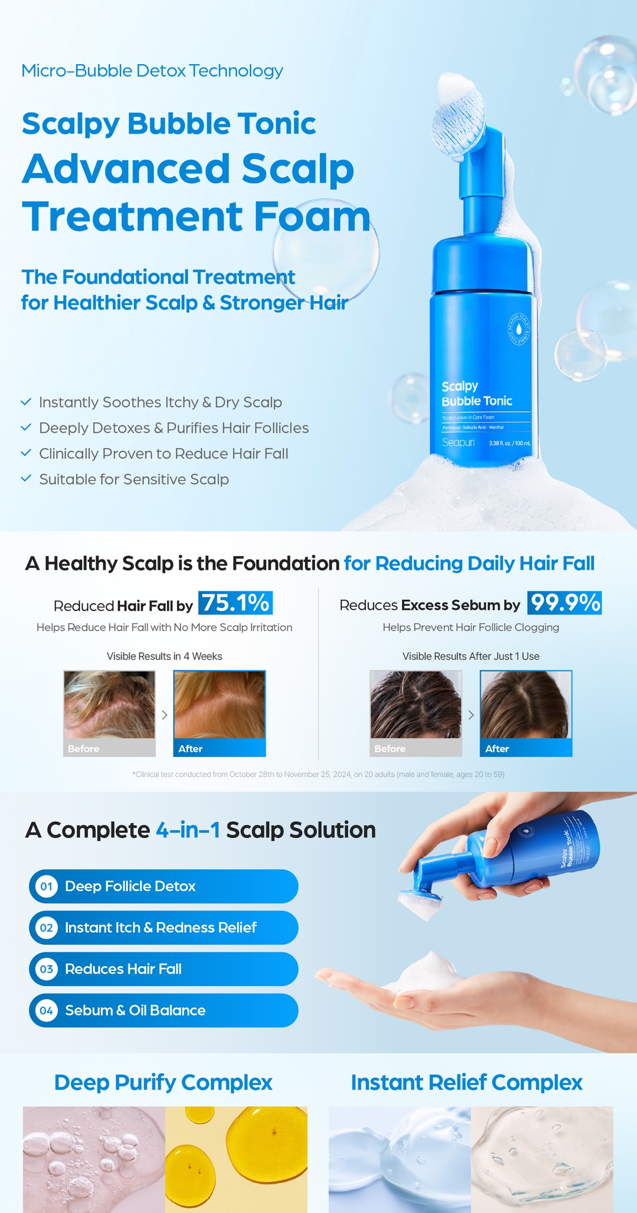 [Seapuri Official] Scalpy Bubble Tonic Leave-In Exfoliating Scalp Treatment - Detox Bubble Tonic ...