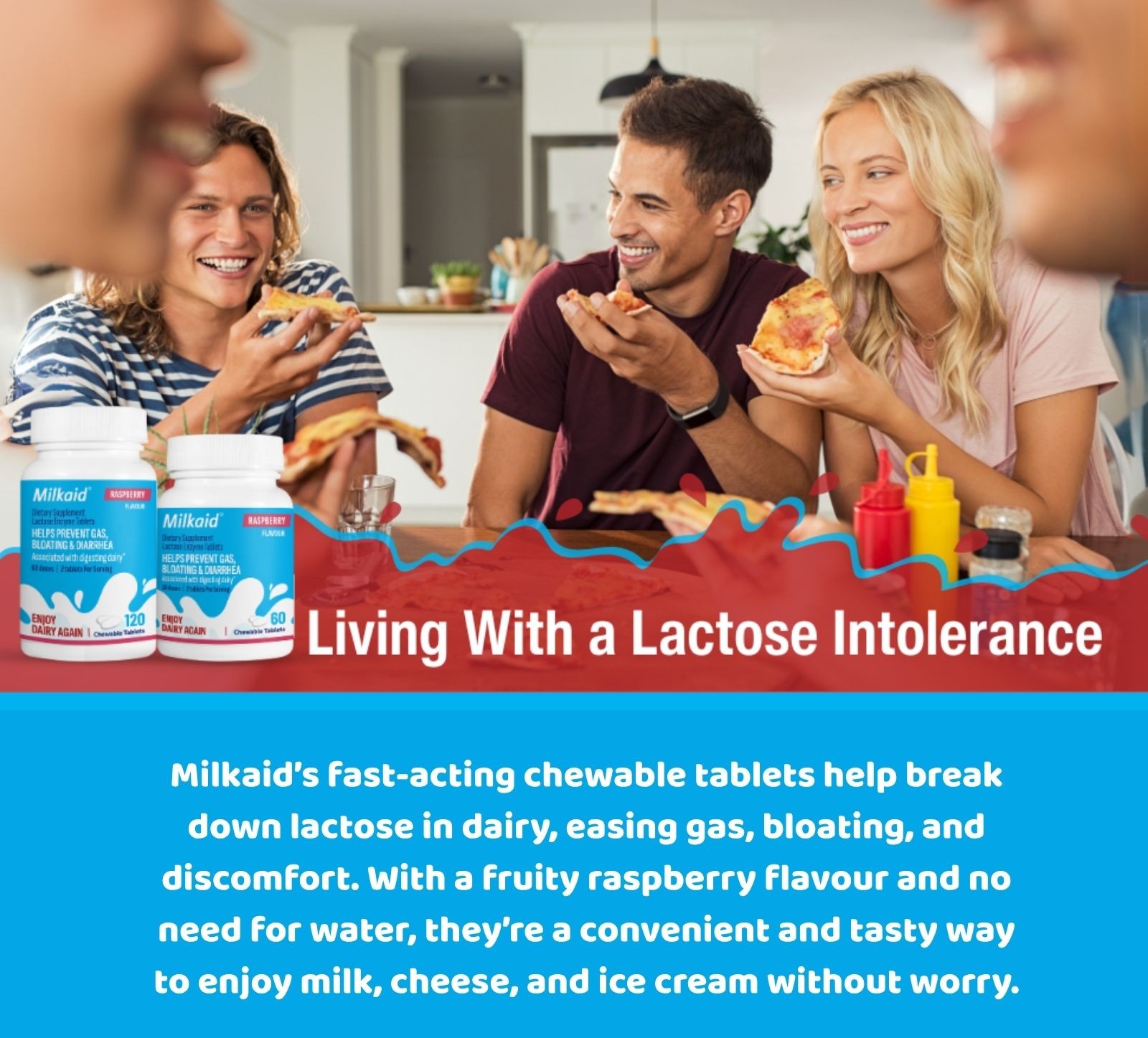 Milkaid Lactase Enzyme Tablets 120s – Fast Acting Dairy Digestion Aid ...