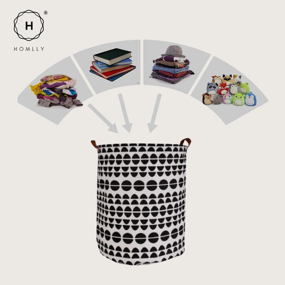 Homlly Flor Waterproof Canvas Laundry Basket with leather handle ...