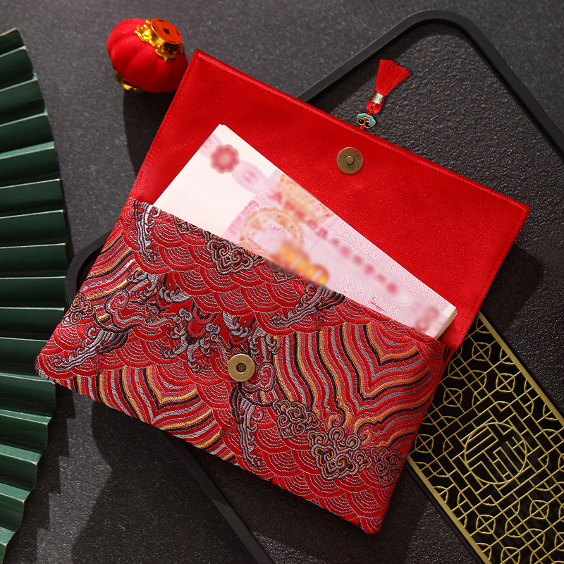 CNY Silk Embroidery Pouch/ Silk Red Packet/ Cloth Ang Bao/ New Notes ...