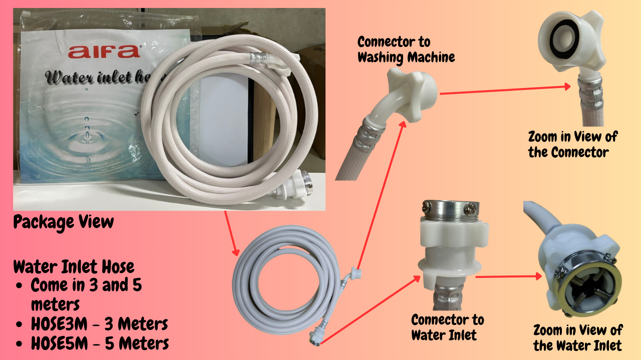 Aifa Washer Water Hose Inlet, Washing Machine Long Pipe Tube Connector ...