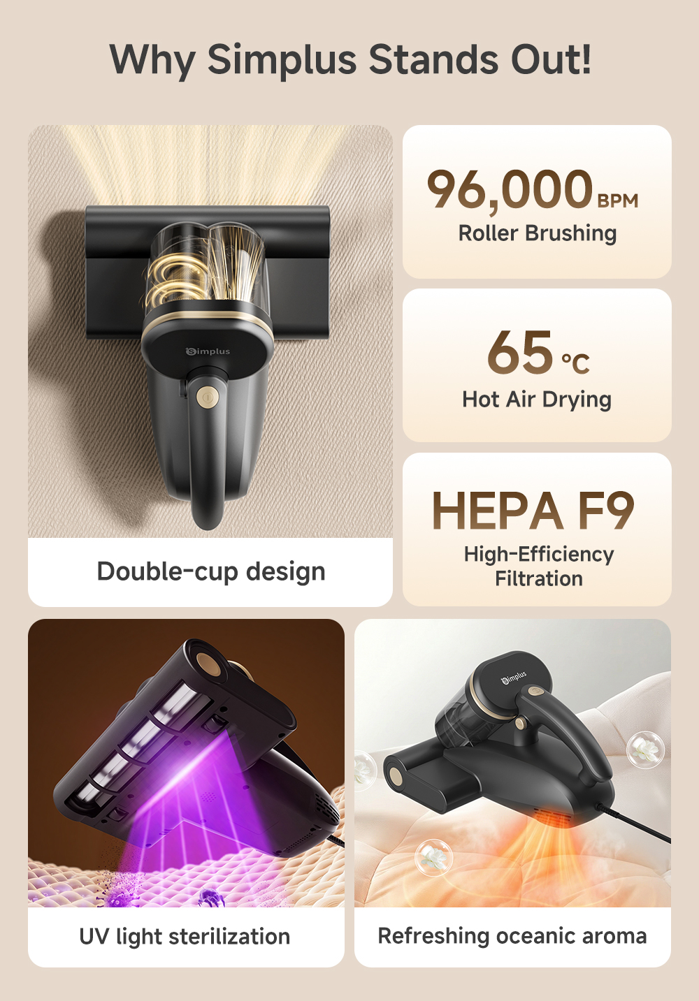 [New Launch] Simplus Dust Mite Cleaner | 65°C 100% Kill Mites | 18 ...