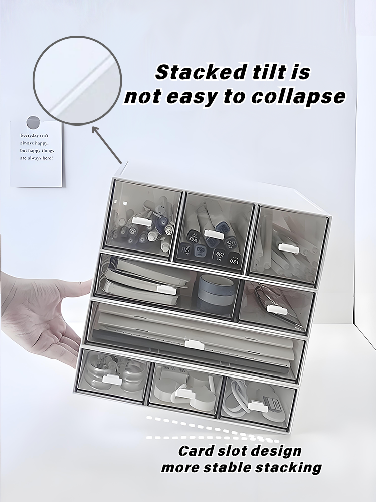 Desk Organiser Stackable Desktop Storage Box Stationery Holder Drawer ...