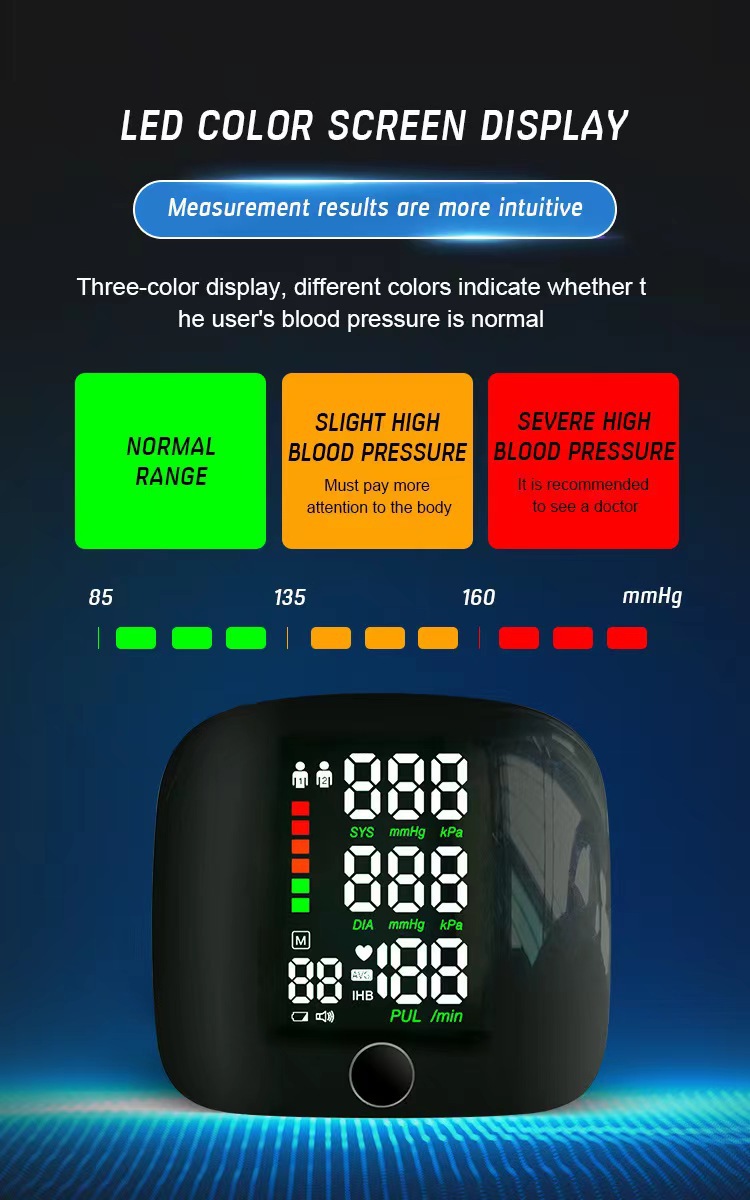 Automatic Wrist Blood Pressure Monitor Rechargeable Smart Touch Digital ...