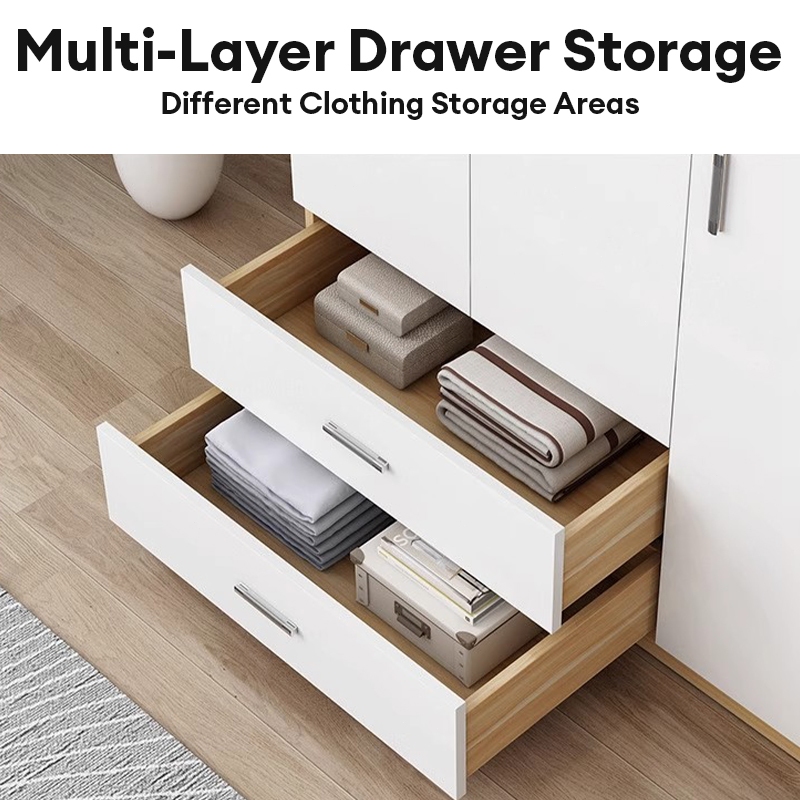SNB【Safe Package】Wooden Wardrobe Small Home Cabinet With Drawer Storage ...