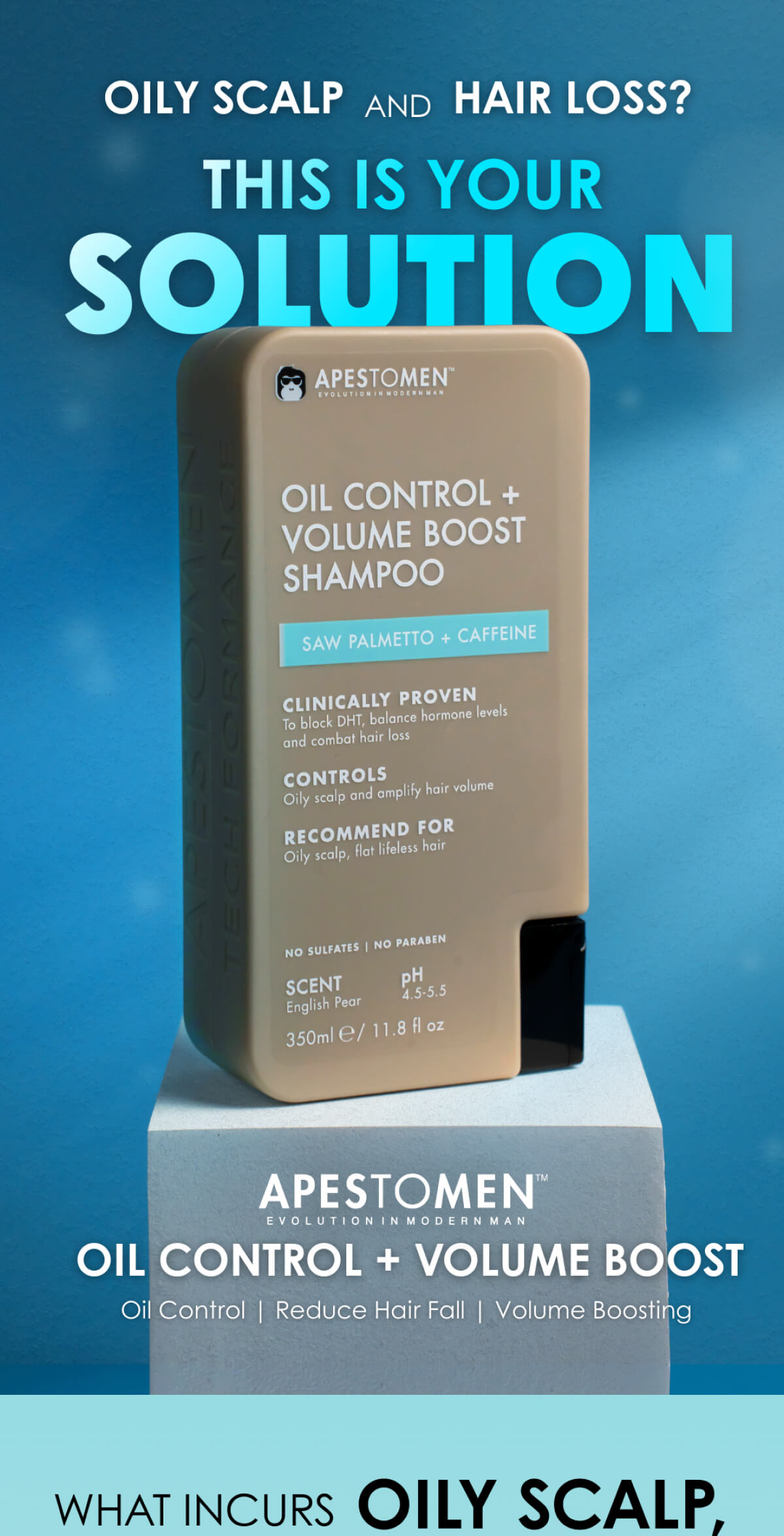 Apestomen Oil Control + Volume Boost Shampoo 350ml With Saw Palmetto ...